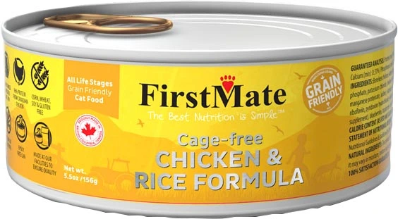 Firstmate Grain Friendly Cage Free Chicken/Rice Cat Food 5.5oz ...