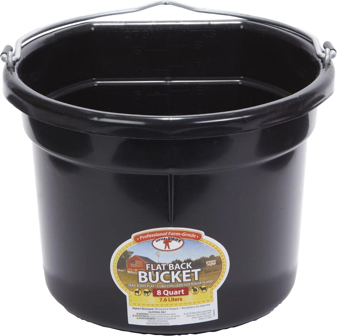 Flatback Bucket 8qt Black - Buckerfield's - BC's Original Country Store